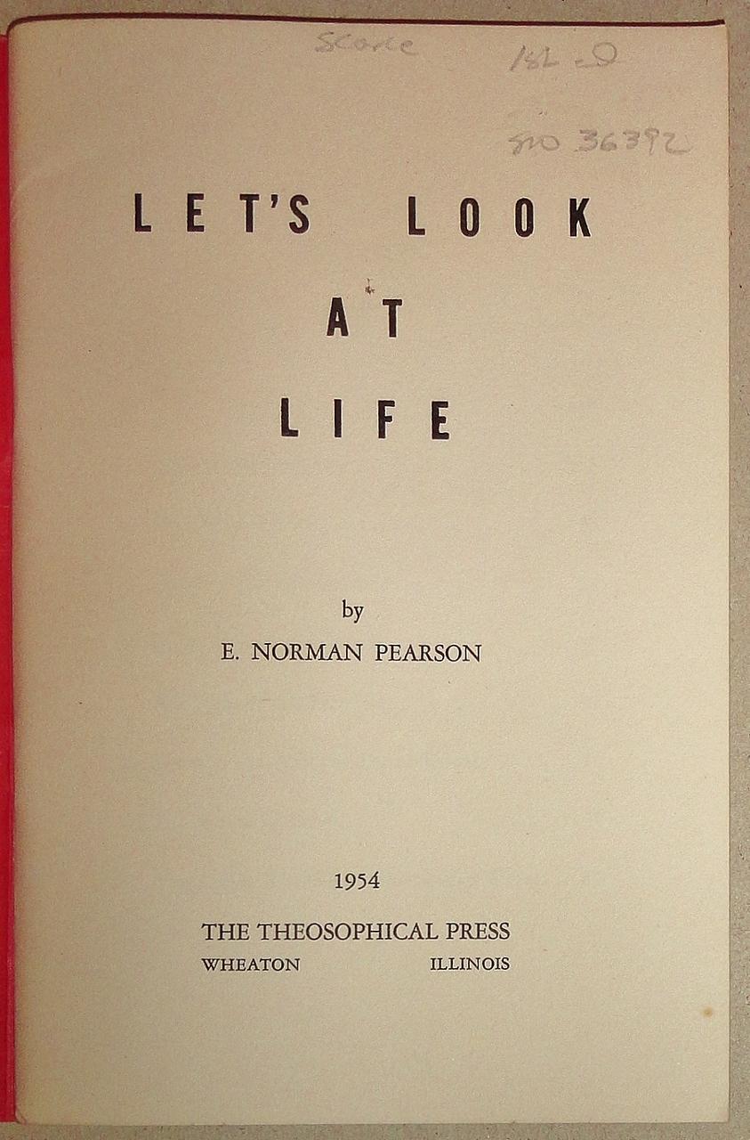 Let's Look at Life by Pearson, E. Norman: Very Good- Paperback (1954 ...