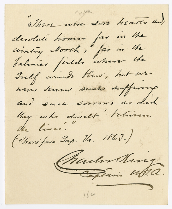 [AUTOGRAPH NOTE, SIGNED BY CHARLES KING] by King, Charles: (1863 ...