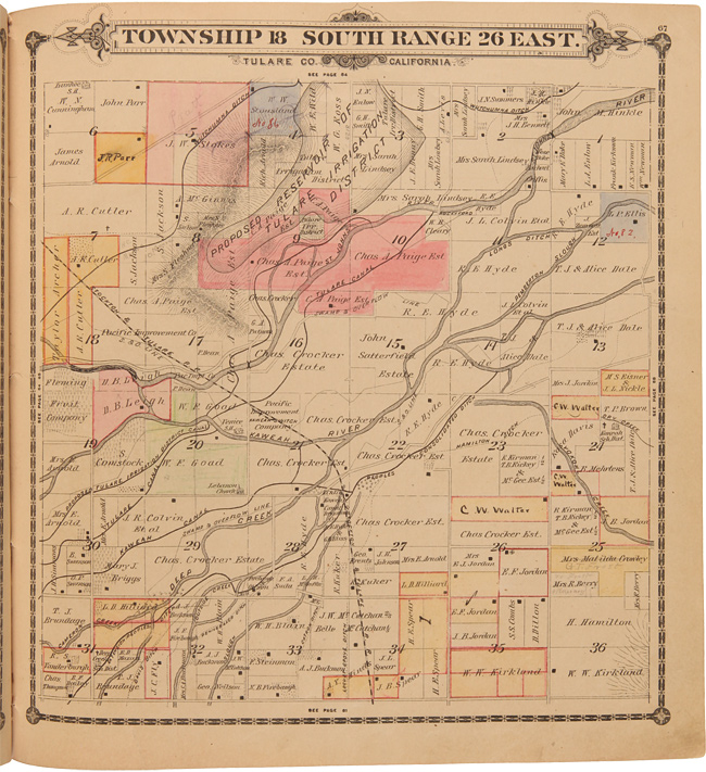 Official Historical Atlas Map Of Tulare Countycompiled Drawn And Published From Personal