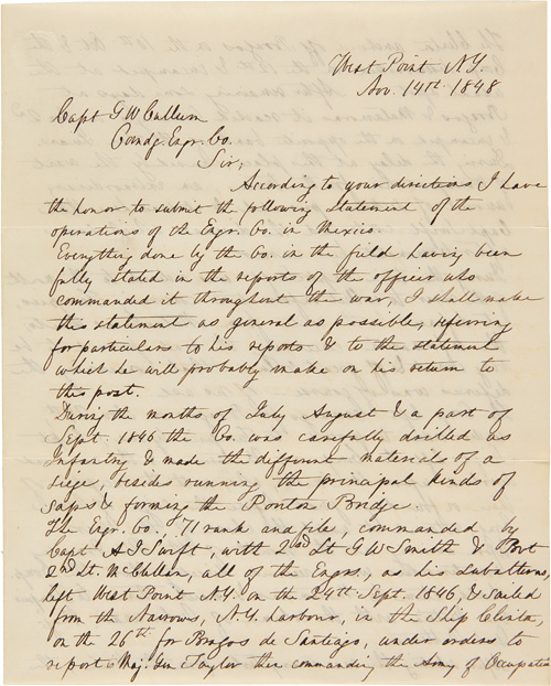 [AUTOGRAPH LETTER, SIGNED, FROM GEORGE McCLELLAN TO CAPT. GEORGE ...