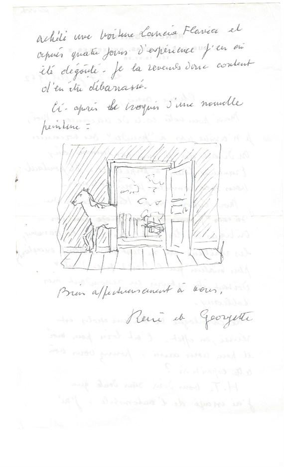 Autograph letter signed ("Rene et Georgette") and illustrated with one ...