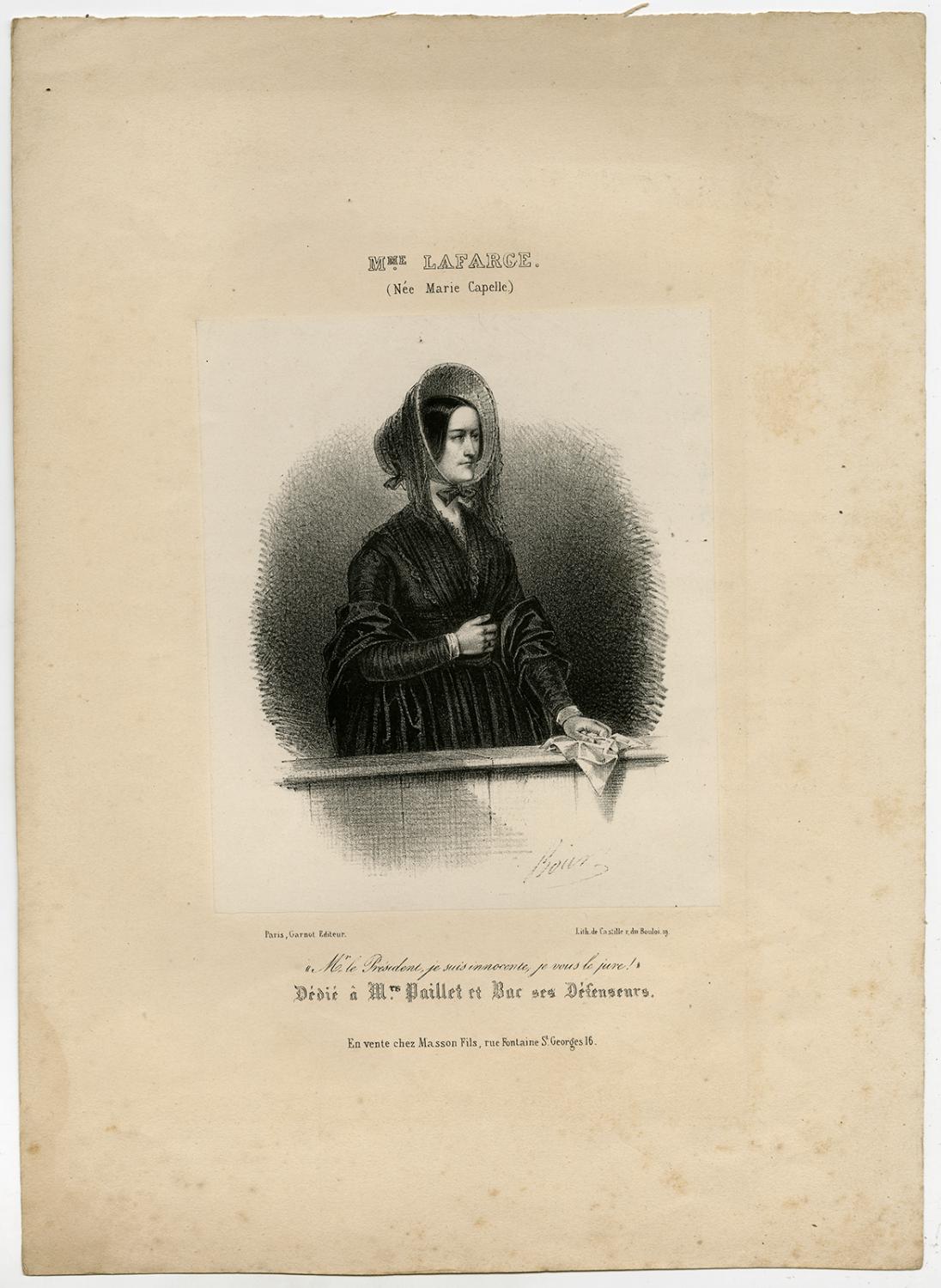 Antique Master Print-PORTRAIT-MARIE FORTUNEE LAFARGE-MURDERESS-ARSENIC ...