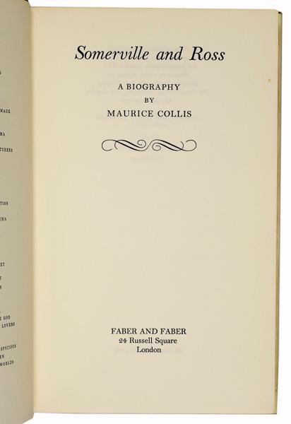 Somerville and Ross: a biography. par (SOMERVILLE, Edith Oenone & ROSS ...