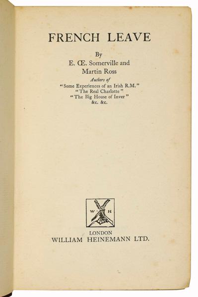 French Leave. von SOMERVILLE, Edith Oenone & ROSS, Martin (Violet ...