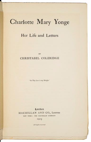 Charlotte Mary Yonge: her life and letters. by (YONGE, Charlotte Mary ...