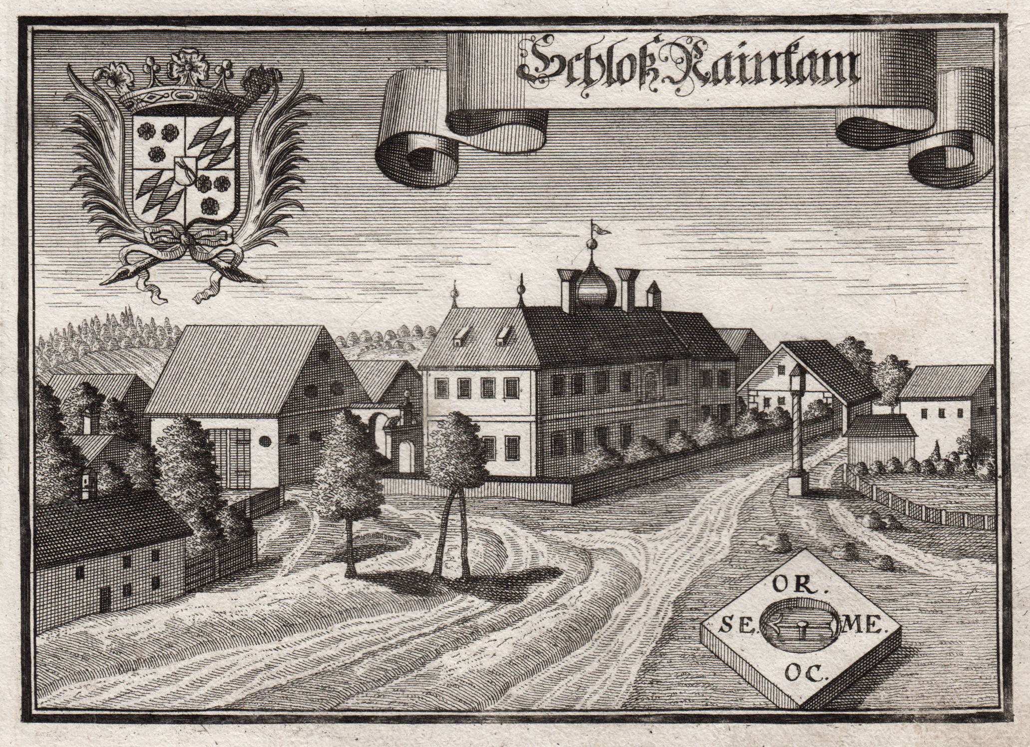 Teilansicht, Schloßansicht, "Schloß Schächendorff". von Ränkam/b. Furth ...