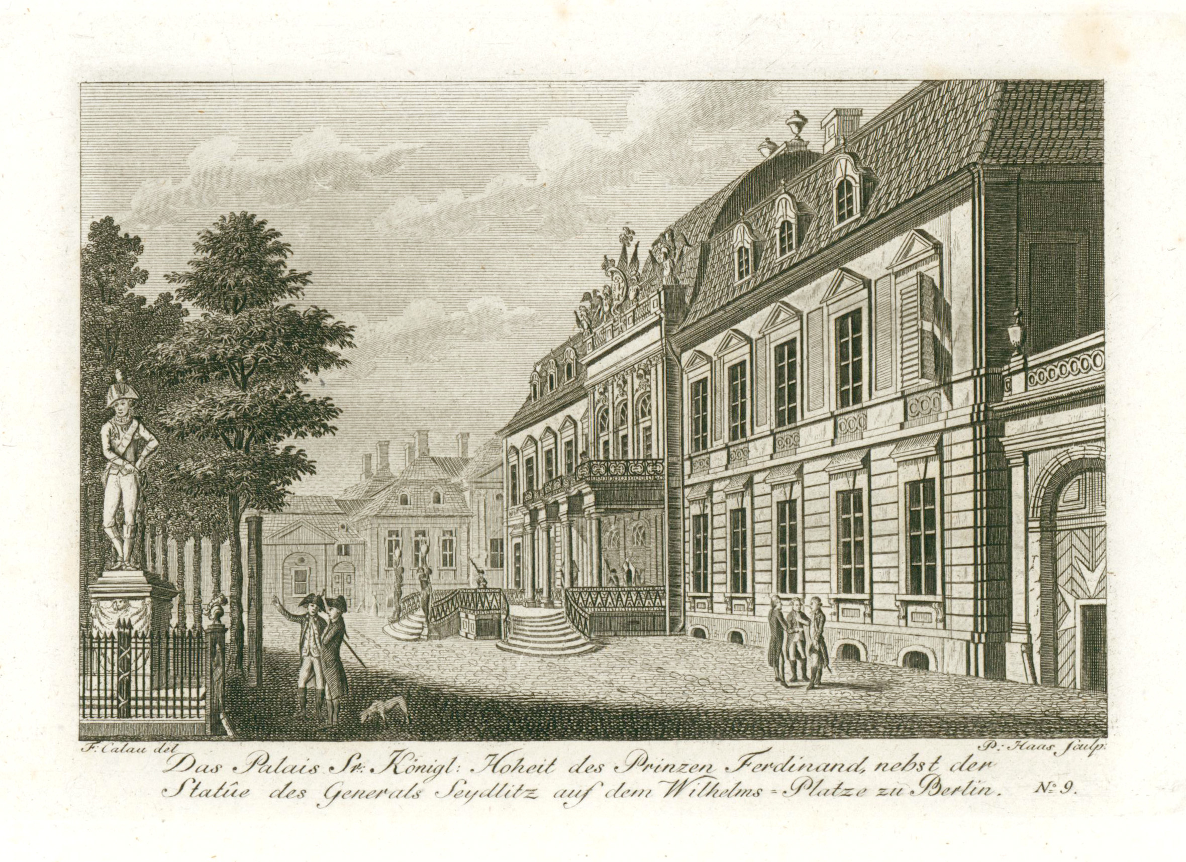 Das Palais Sr. Königl. Hoheit des Prinzen Ferdinand nebst der Statue ...