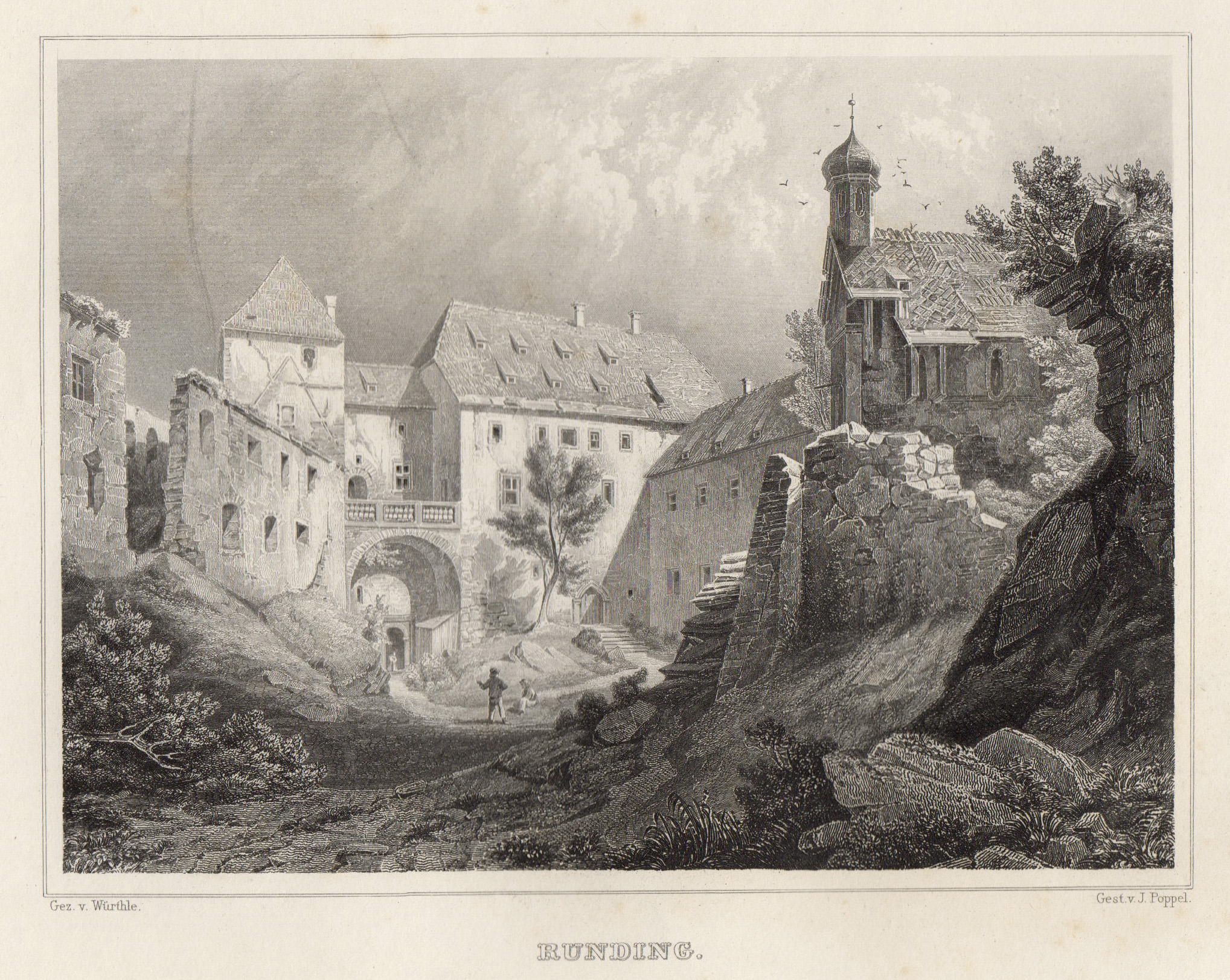 Teilansicht, Schloß und Kirche. by Runding/B. Cham:: Art / Print ...