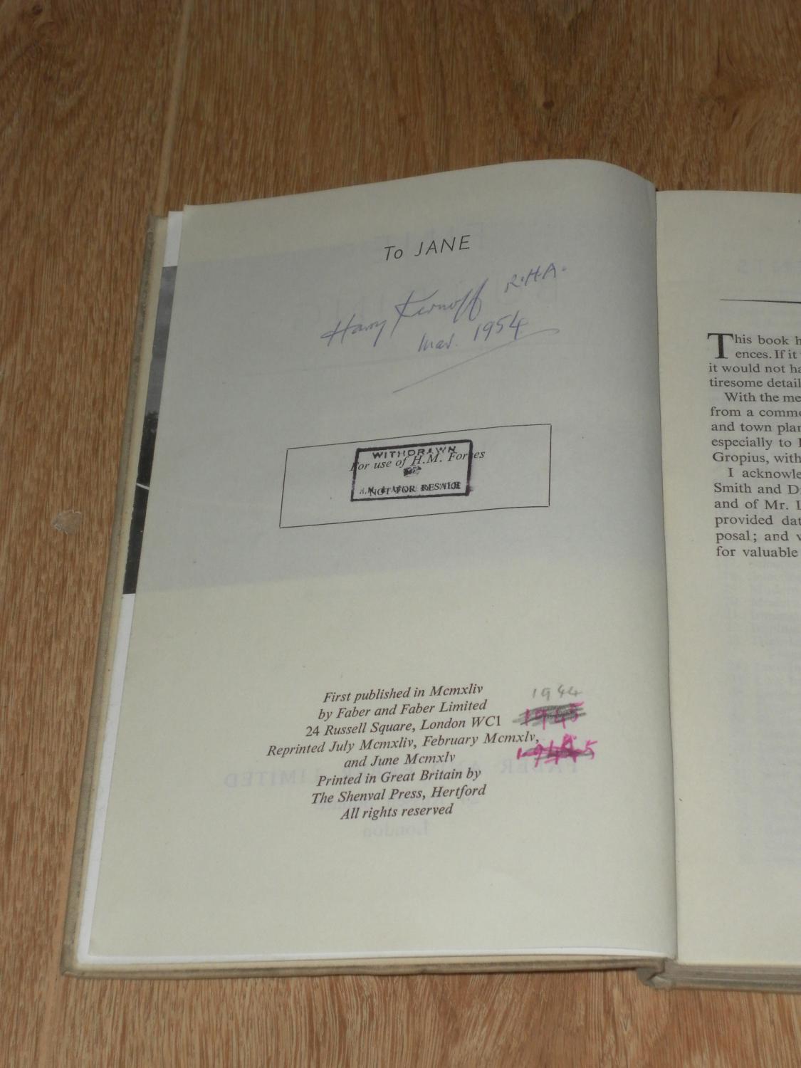 Maxwell Fry's Fine Building Signed and Dated on Verso of Title Page By ...