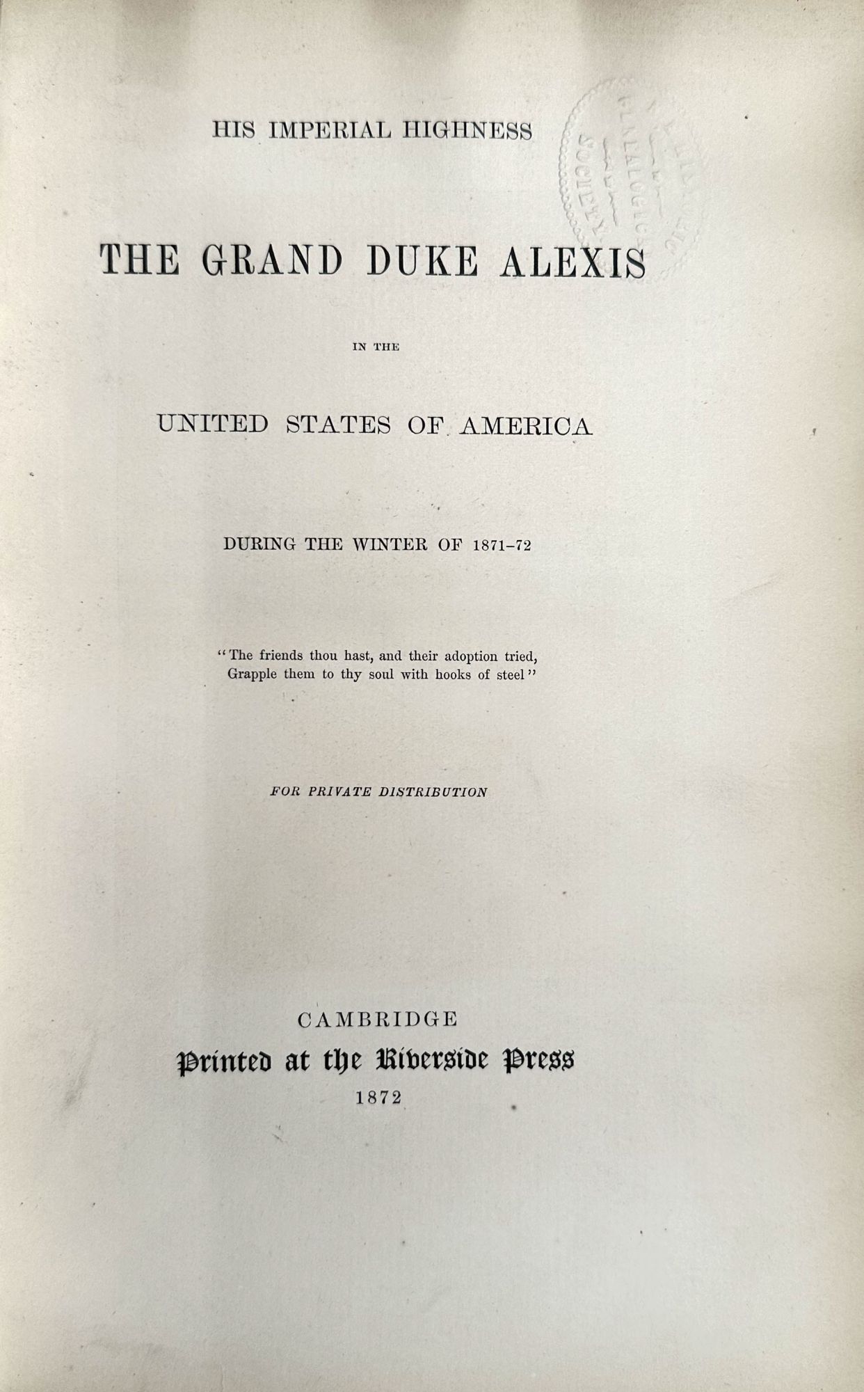 His Imperial Highness The Grand Duke Alexis in the United States of ...