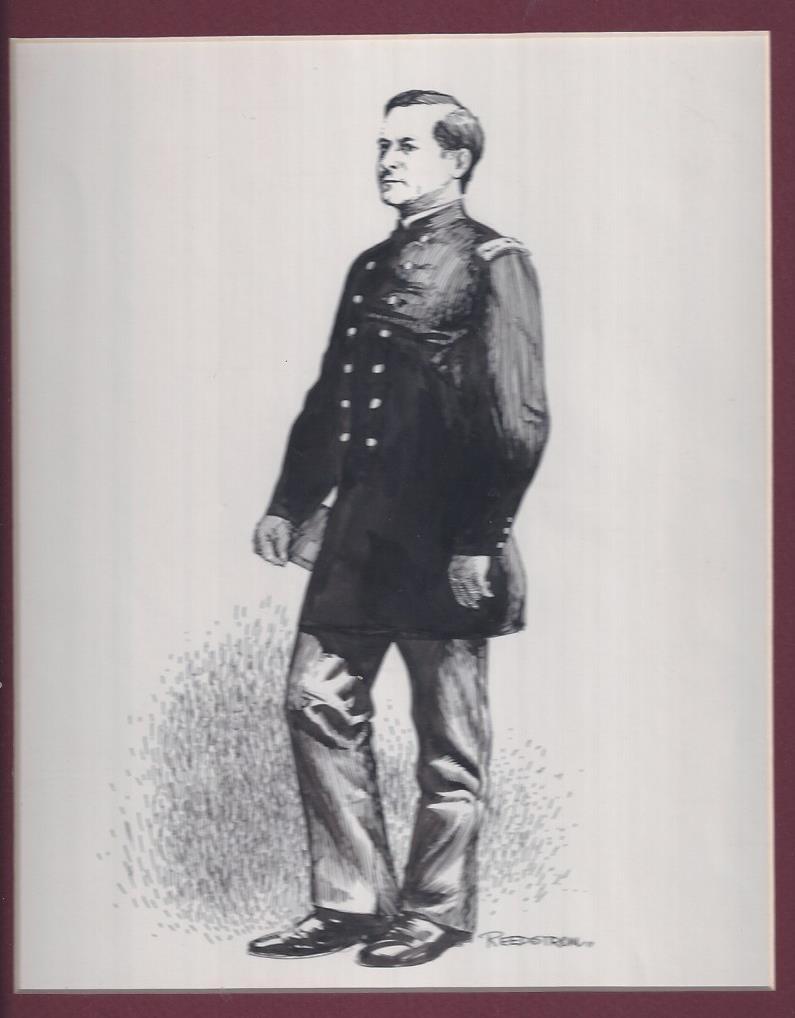 Pen and Ink Portrait of Marcus Reno, matted by Reedstrom, Lisle, artist ...