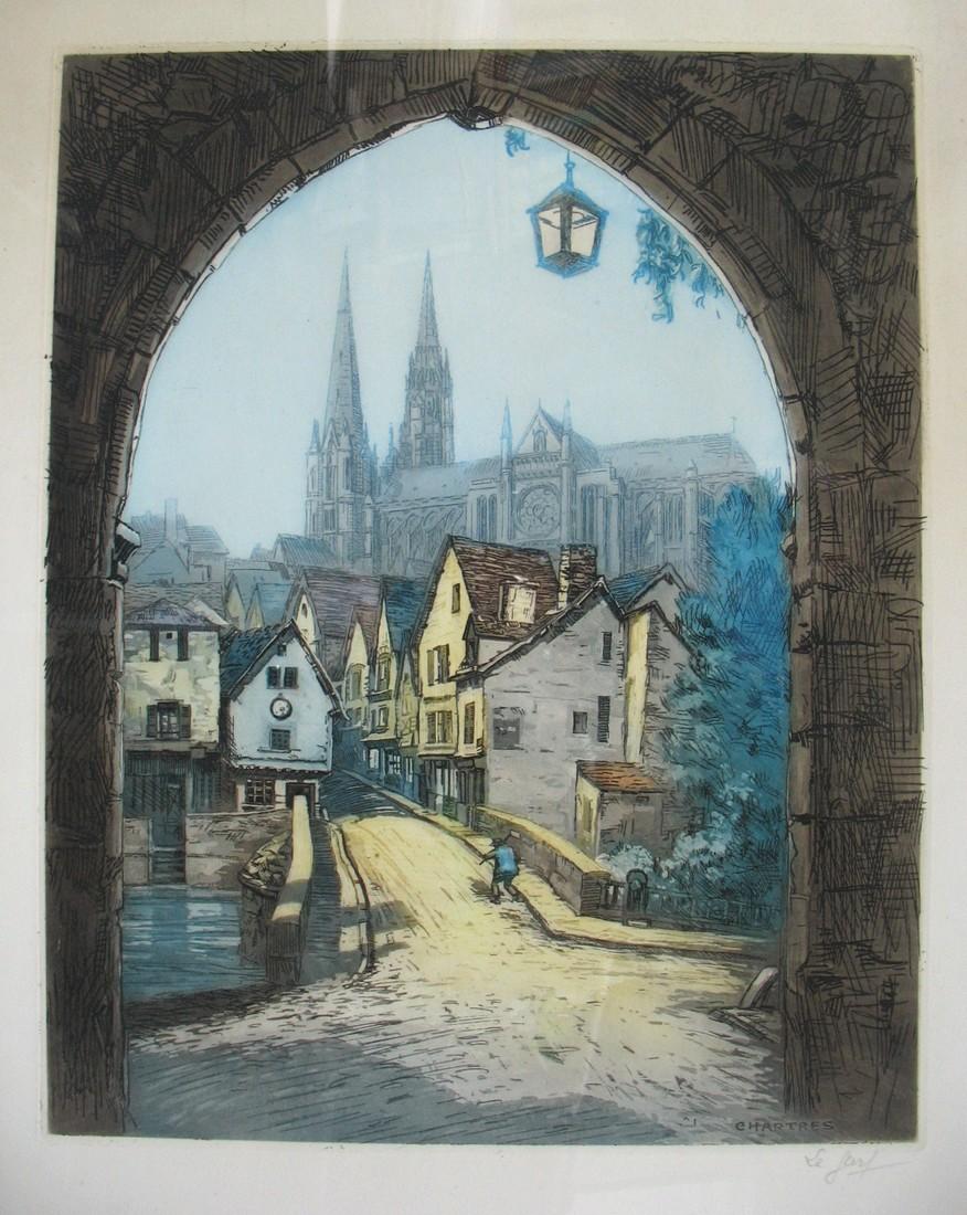 Intéressante Aquatinte CHARTRES , signée par Le Garf: Art / Print ...