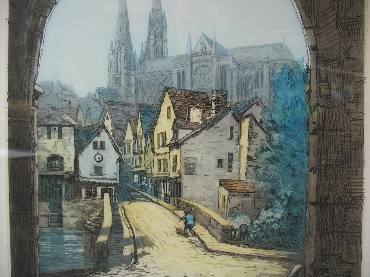 Intéressante Aquatinte CHARTRES , signée par Le Garf: Art / Print ...
