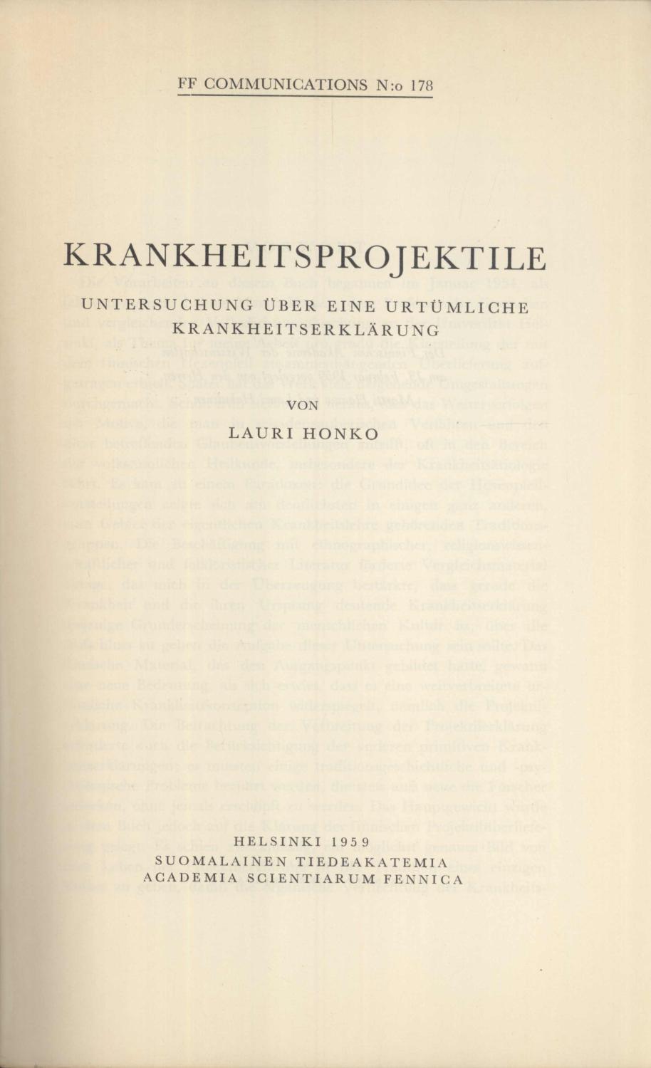 Krankheitsprojektile: Untersuchung über eine Urtümliche ...