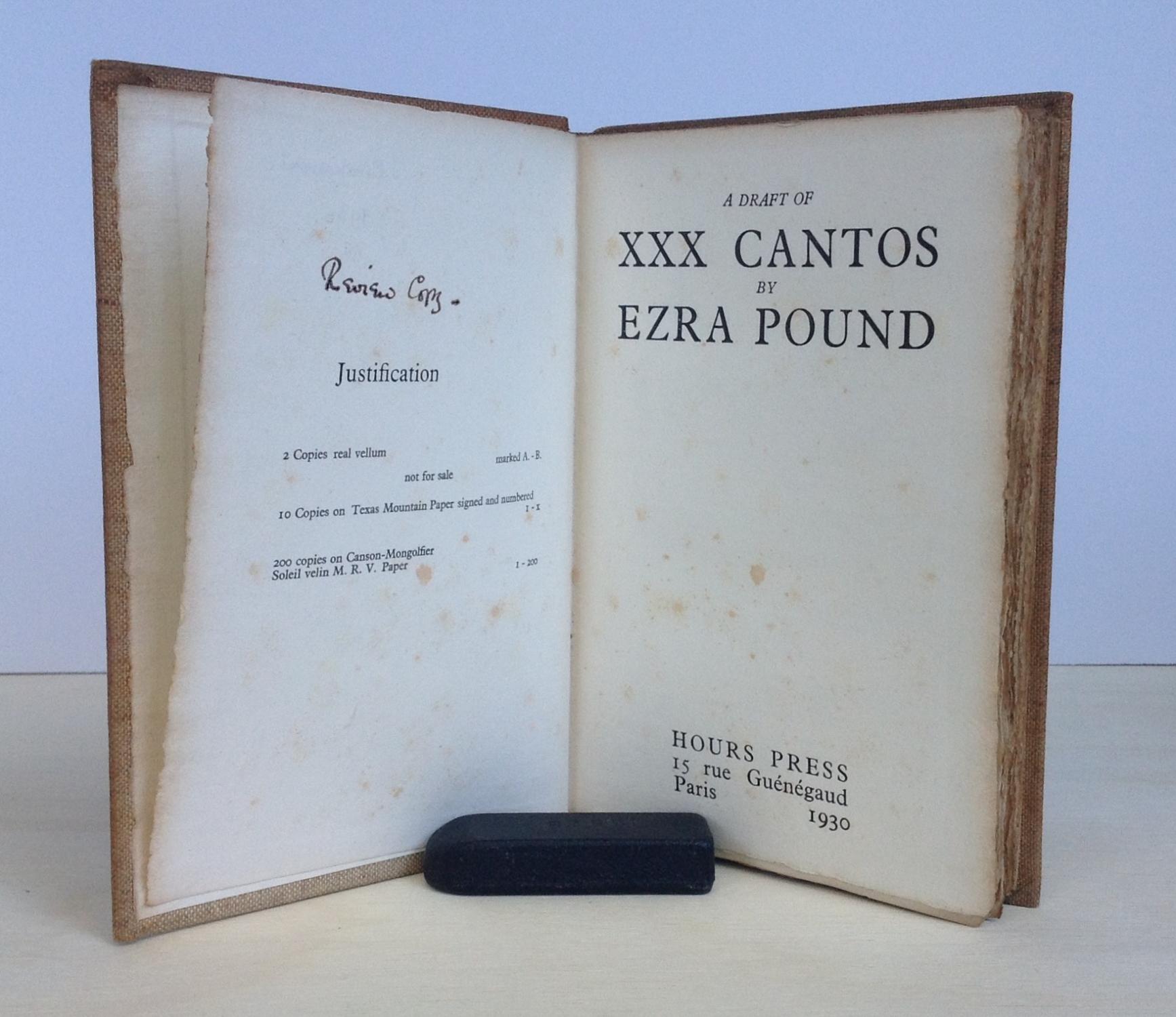 A Draft Of Xxx Cantos By Ezra Pound Jacob Bronowski Very Good