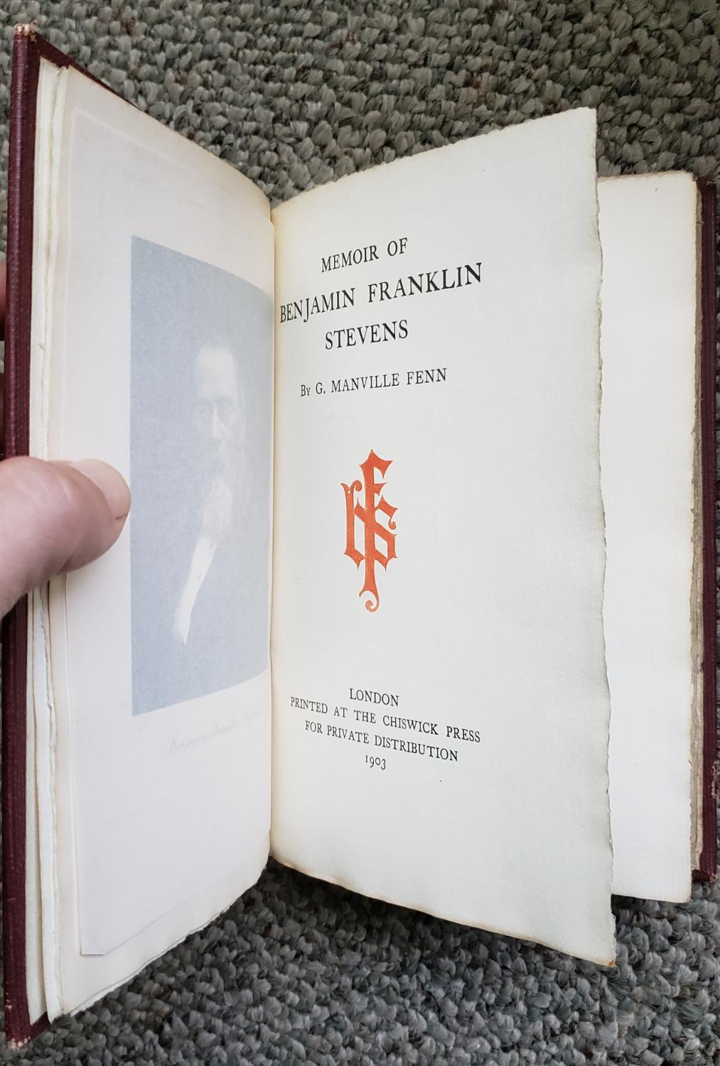 Memoir Of Benjamin Franklin Stevens. by (Stephens, Benjamin Franklin ...