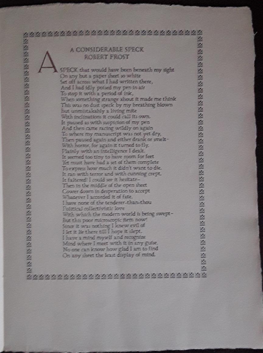 A Considerable Speck by Frost, Robert: Near Fine Broadside (1939) First ...
