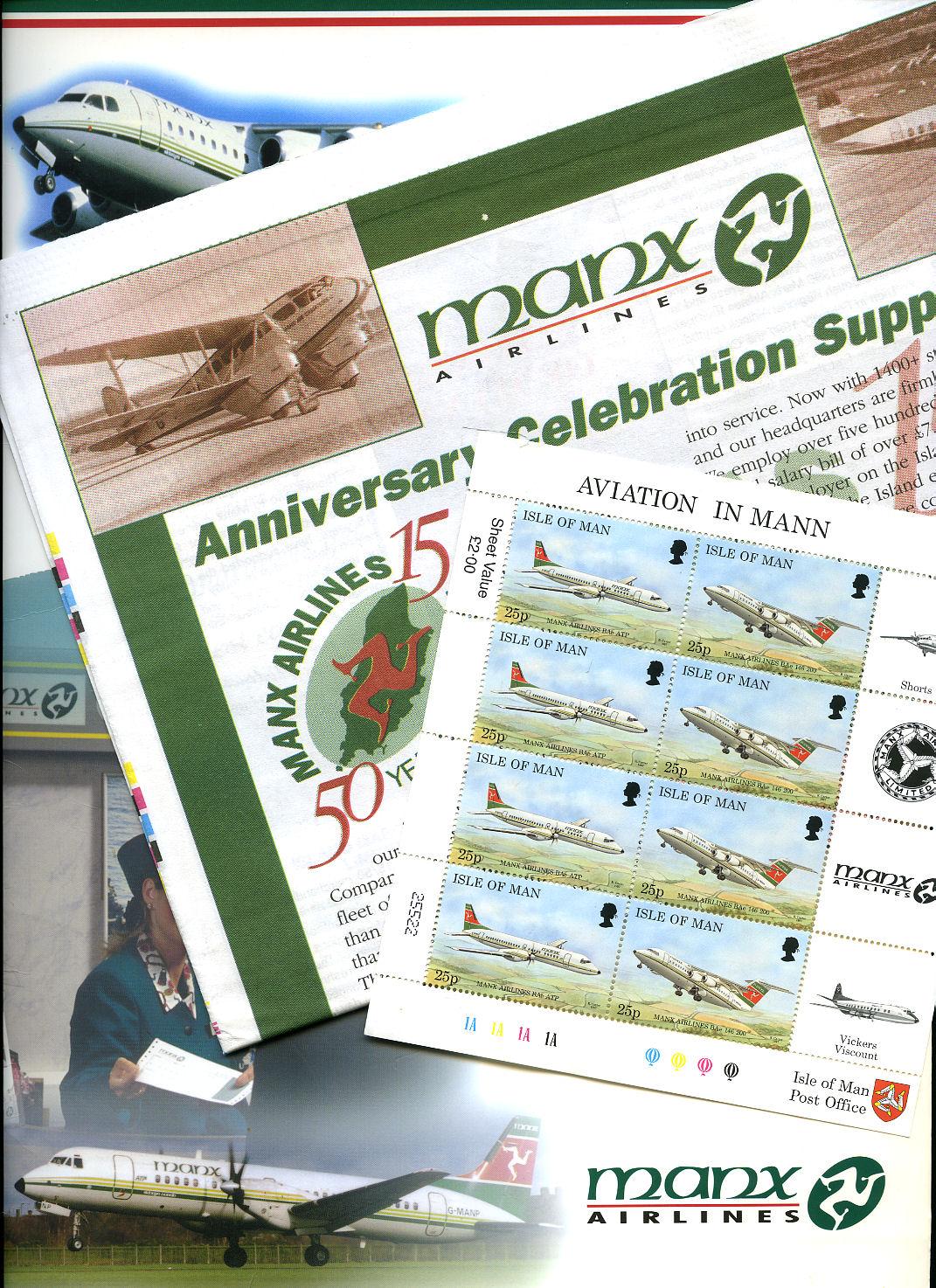 Manx Airlines 50 Years Anniversary Pack with 8 Page Newspaper and 8 ...