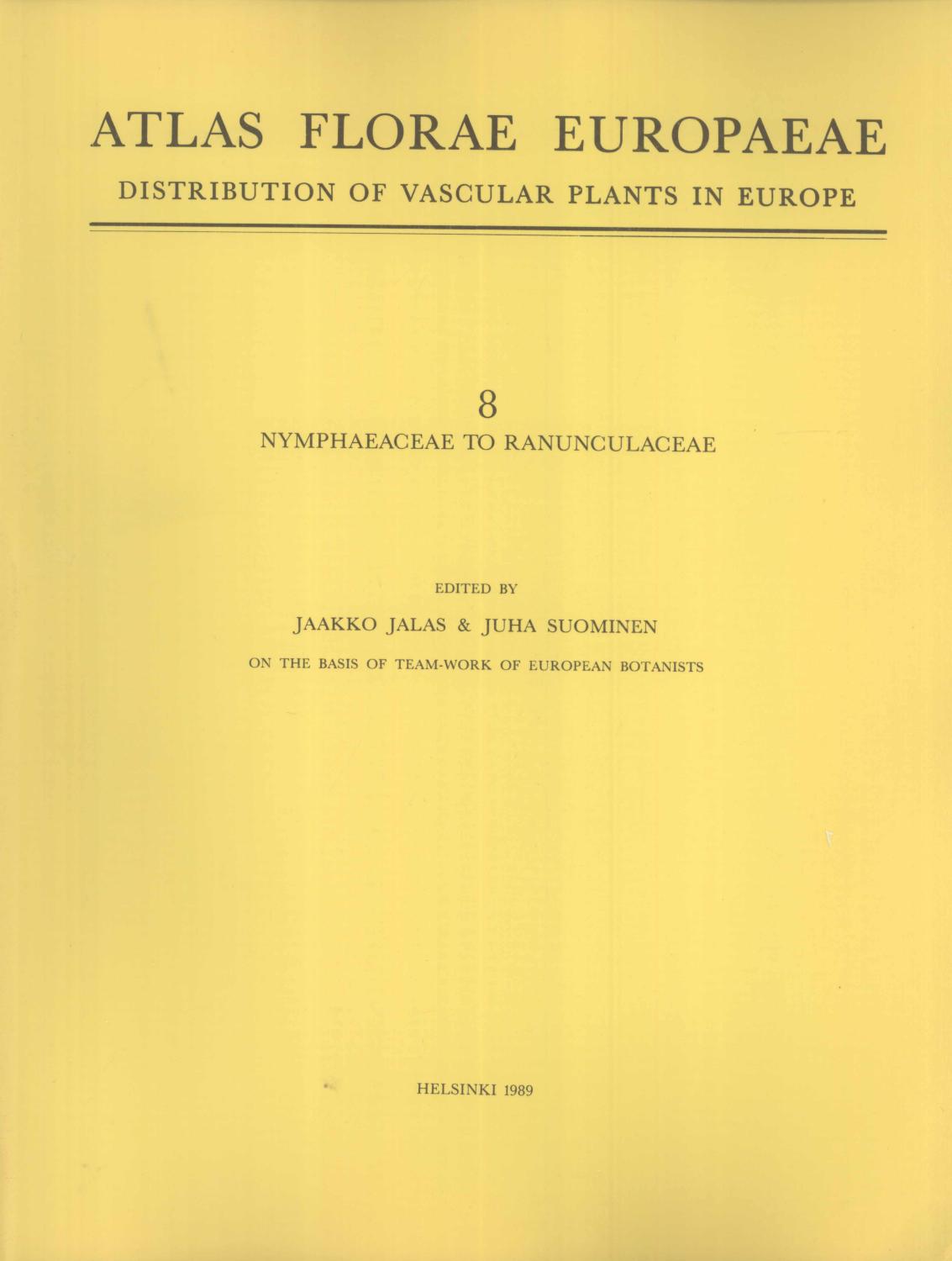 Nymphaeaceae to Ranunculaceae (Atlas Florae Europaeae: Distribution of ...