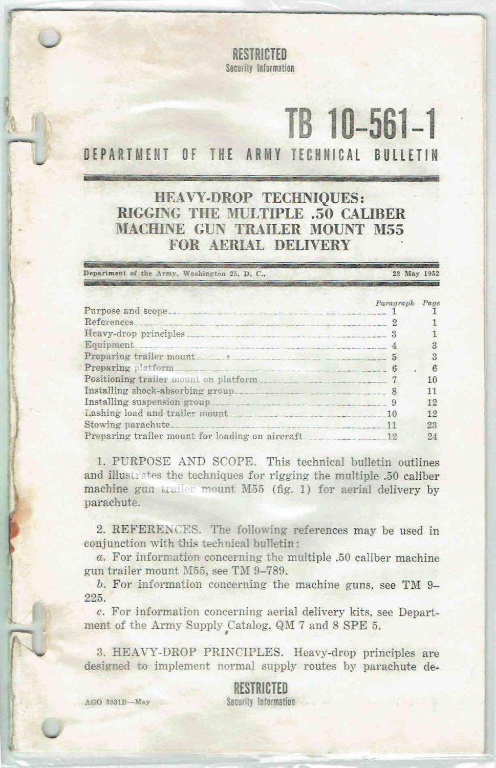 TB 10-561-1 HEAVY-DROP TECHNIQUES: RIGGING MULTI .50 CAI. M.G. TRLR MT ...