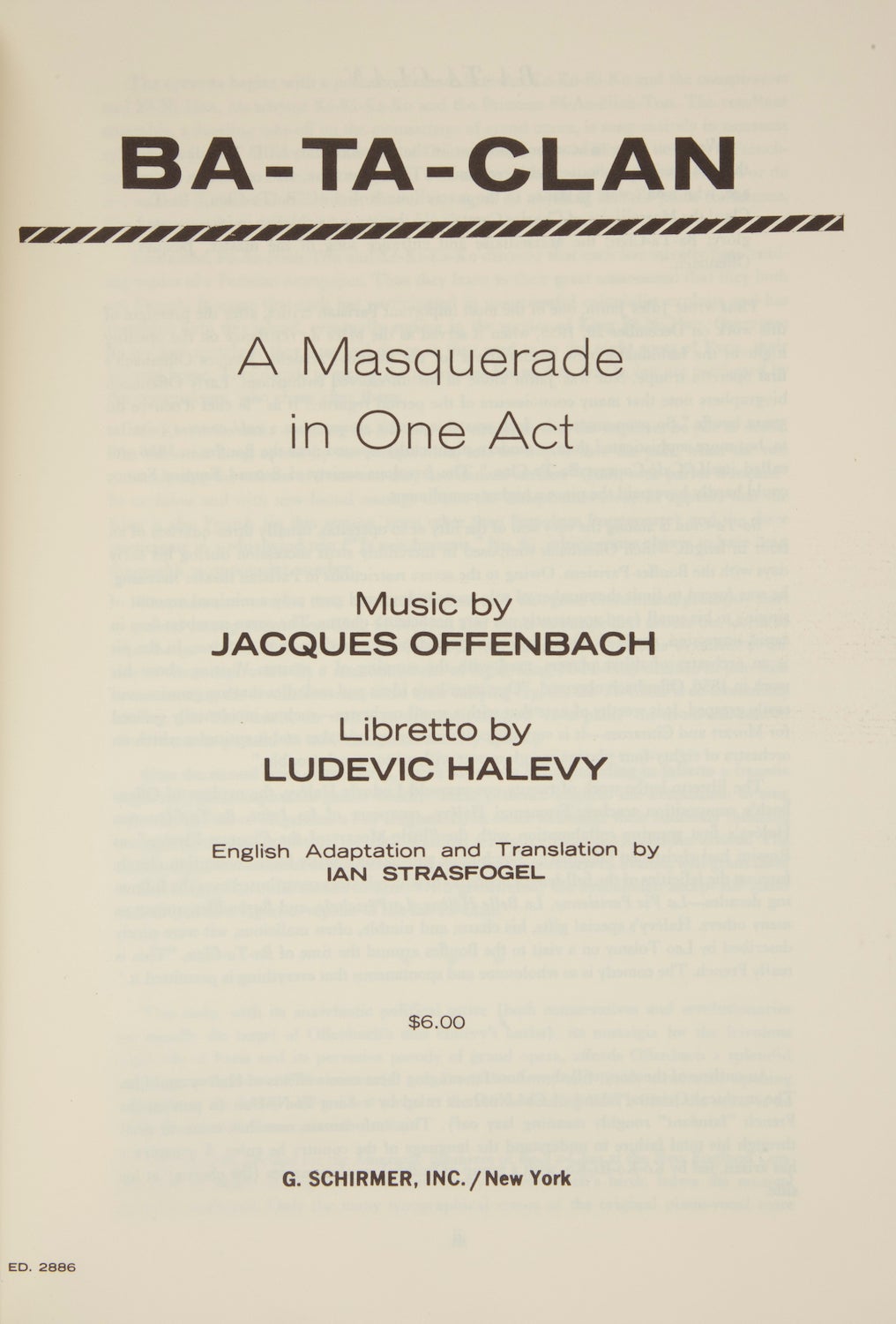 Ba-Ta-Clan A Masquerade in One Act . Libretto by Ludevic Halevy English ...