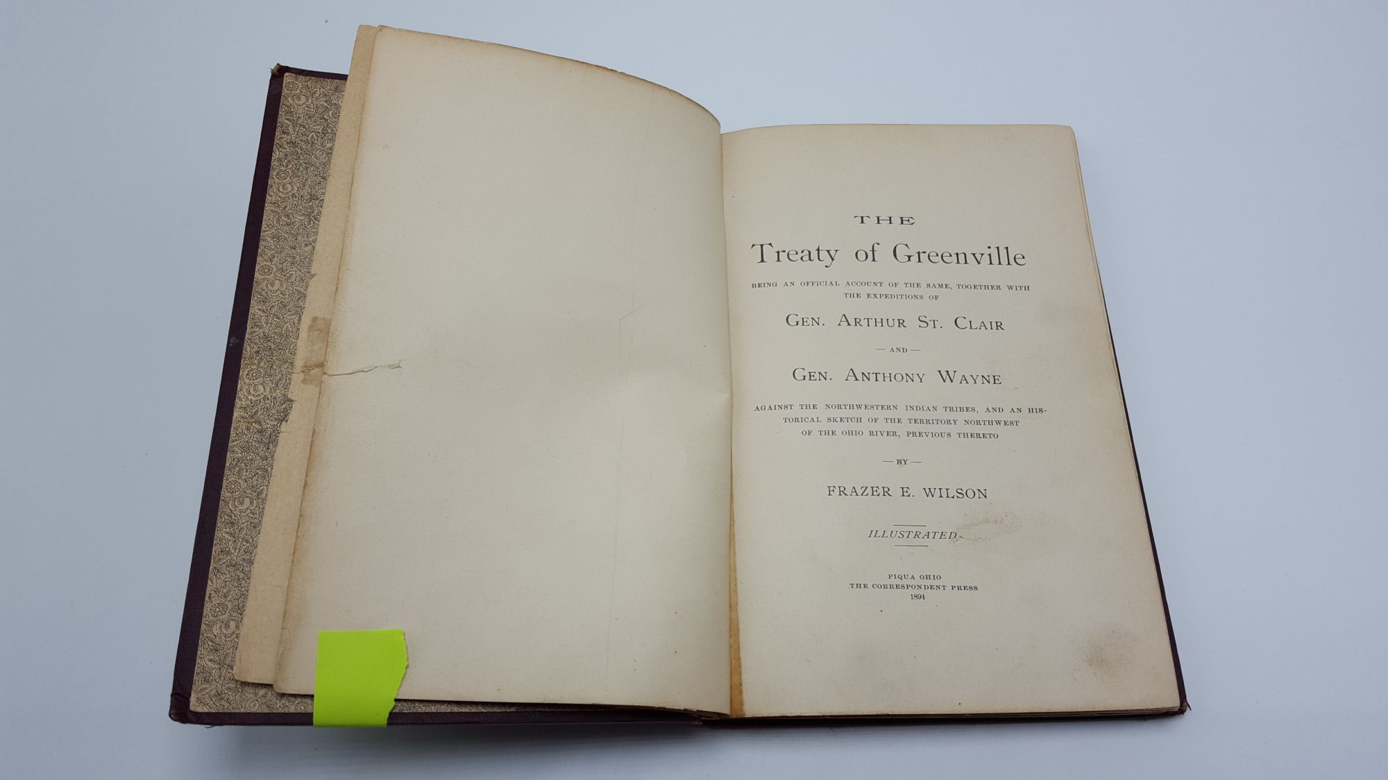 The Treaty Of Greenville by Frazer E. Wilson: Fair Hardcover (1894 ...