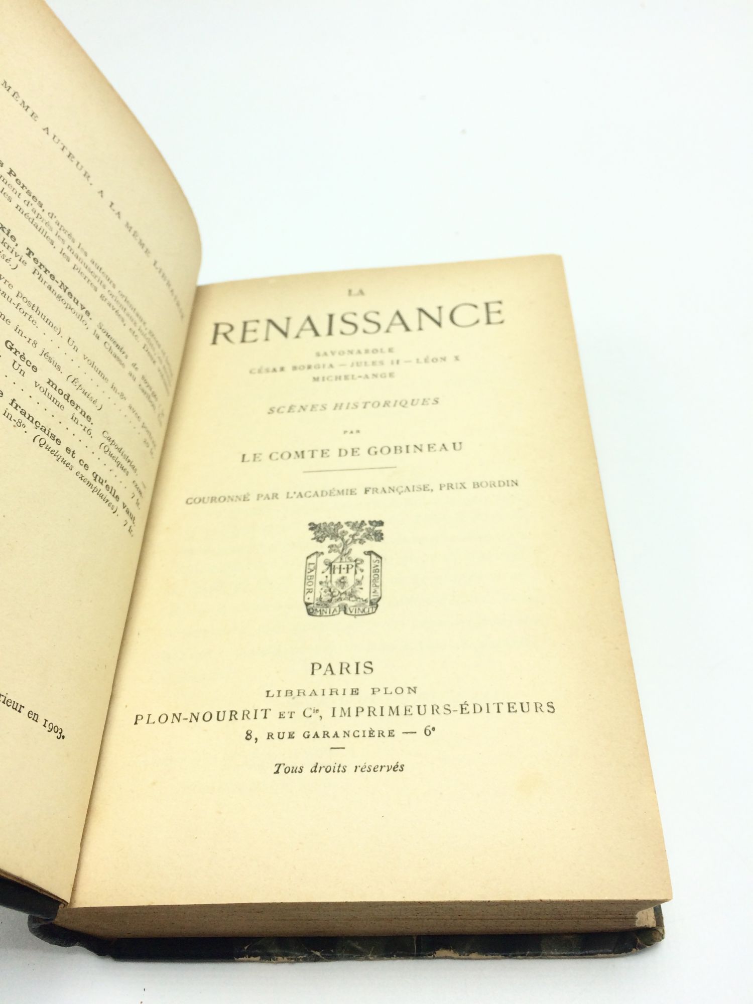 La Renaissance- Scenes Historiques by Comte De Gobineau: Fair Hardcover ...