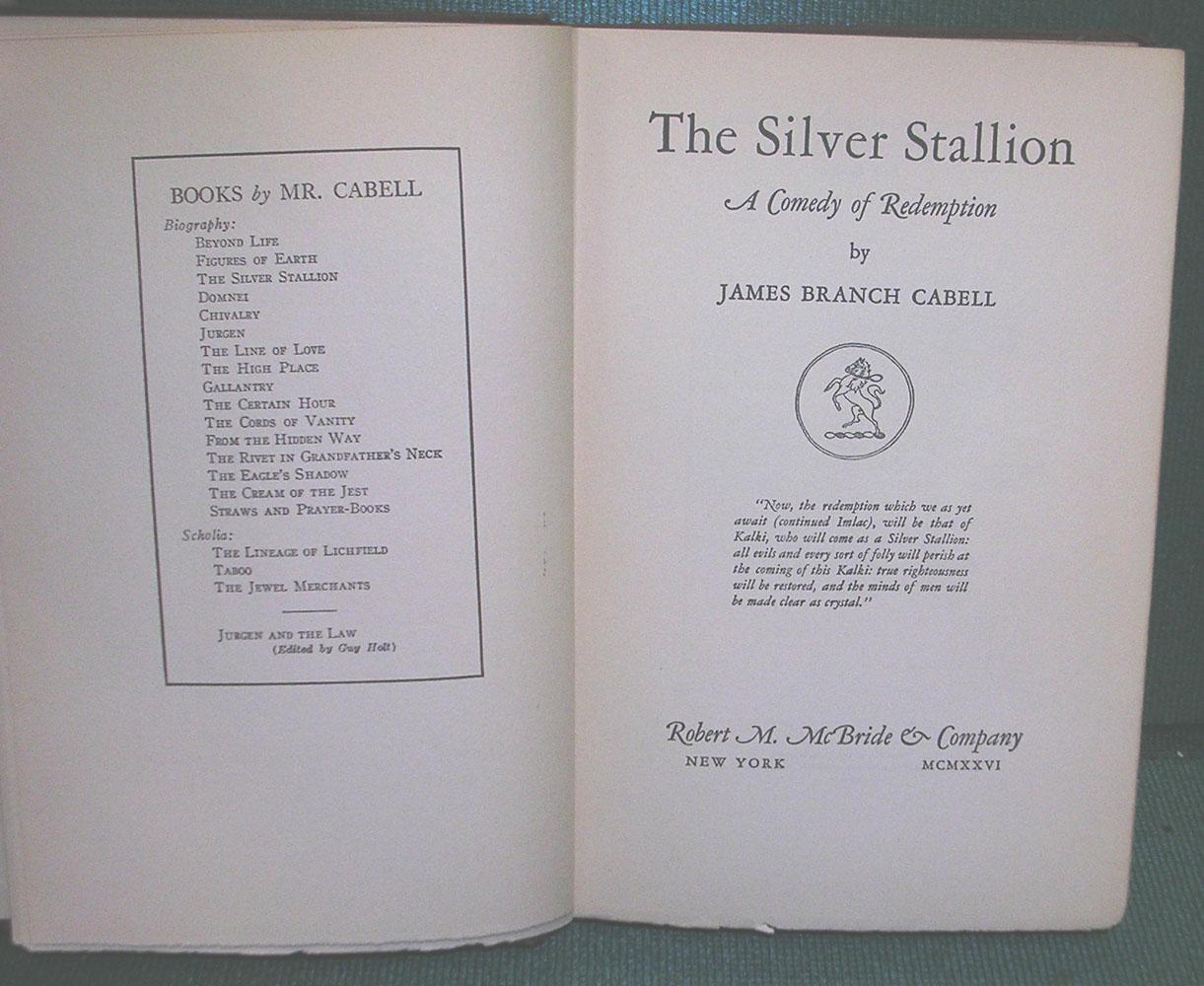 The Silver Stallion by Cabell, James Branch: VG Hardcover (1926) 1st ...