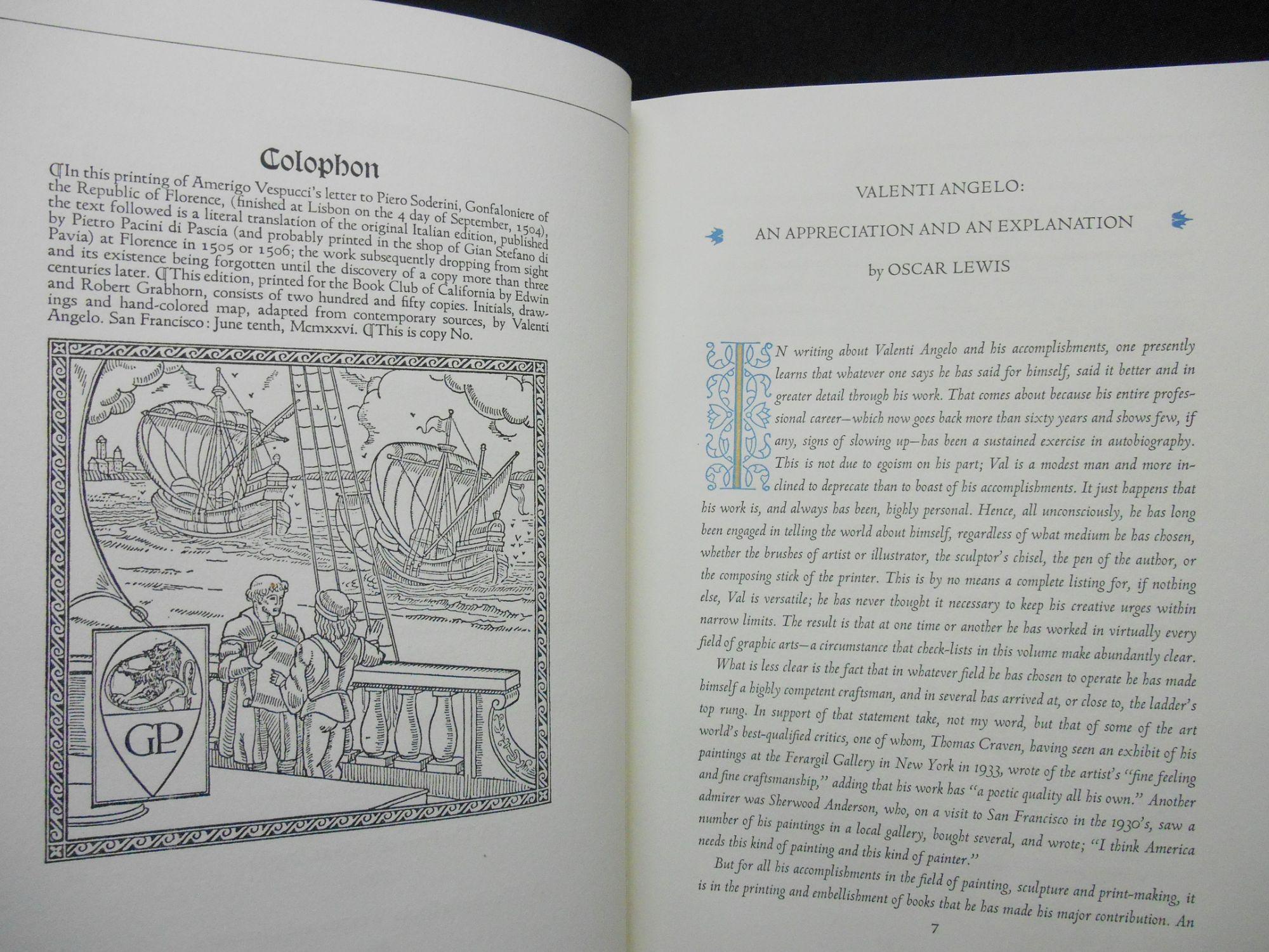 Valenti Angelo, Author, Illustrator, Printer by Lewis, Oscar; Grabhorn ...