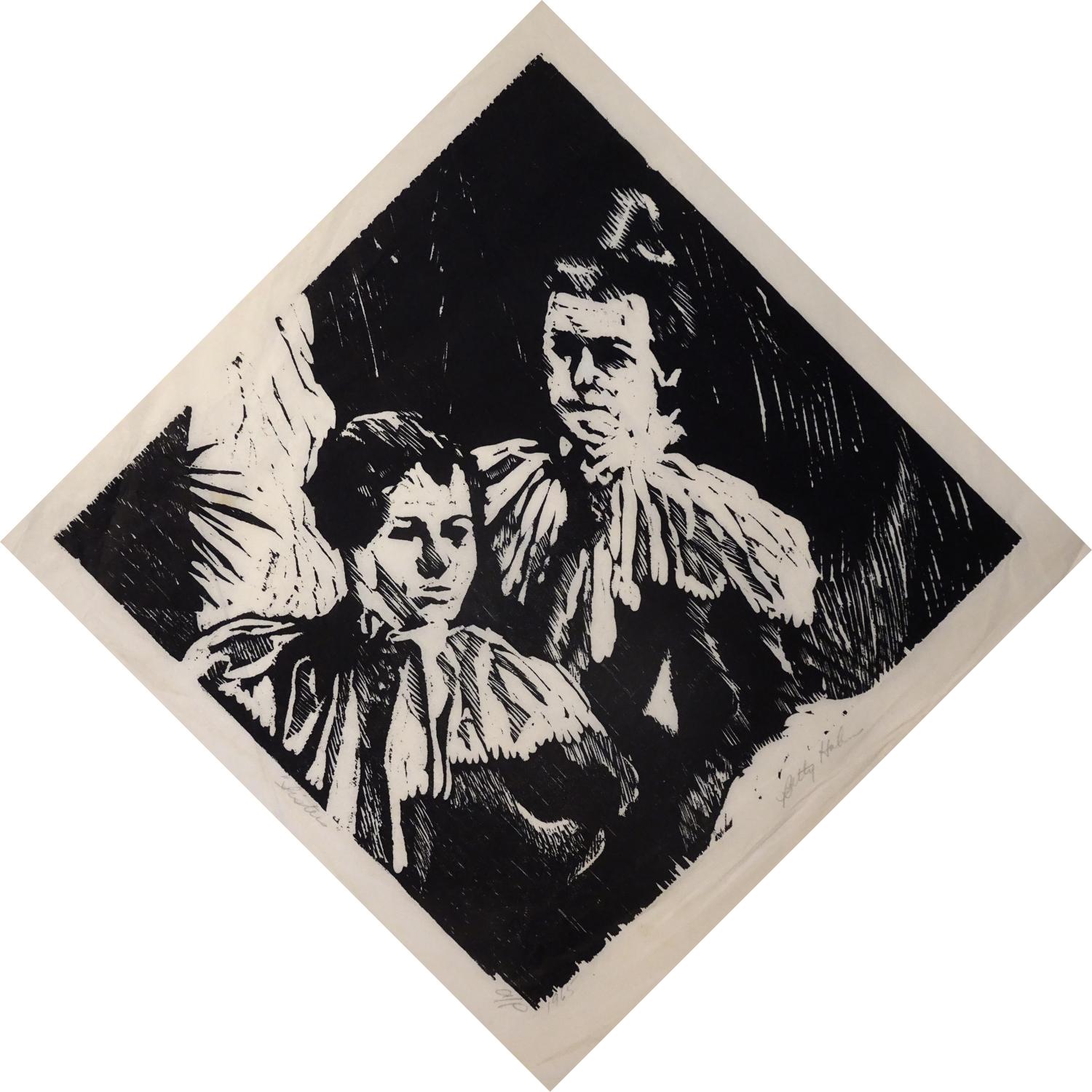 ( Original Woodcut Print on Rice Paper ) Sisters by Hahn, Betty ...