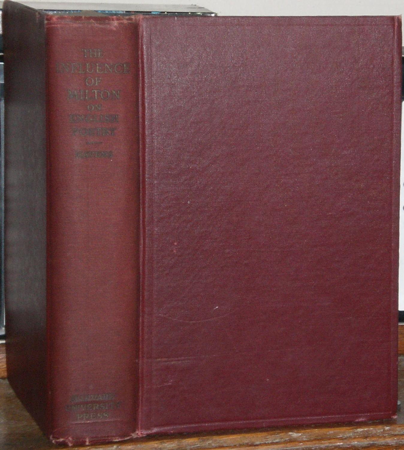 The Influence of Milton on English Poetry. by [Milton, John: 1608-1674 ...