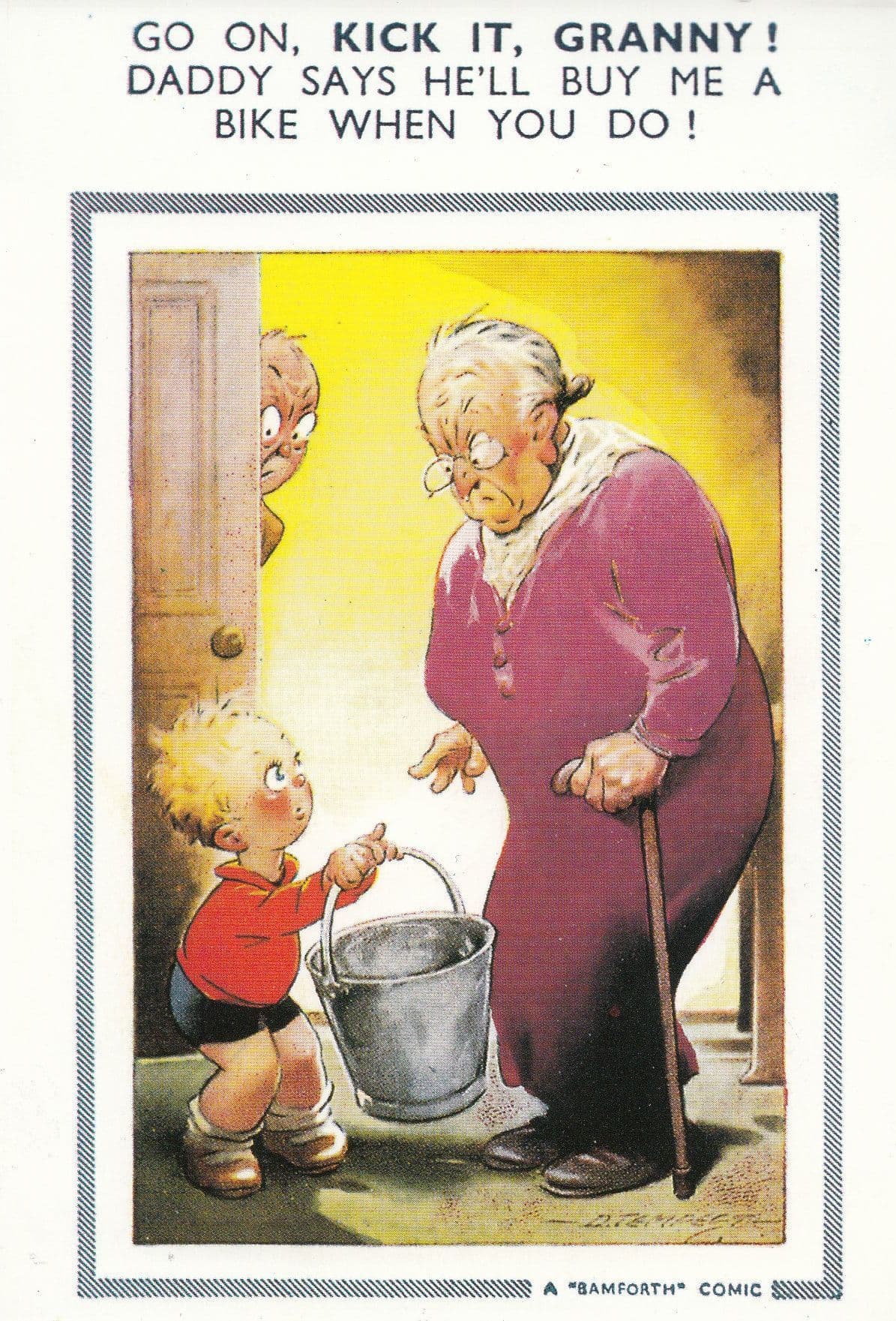 Old OAP Lady Kick The Bucket Die Passing Away Comic Humour Postcard ...