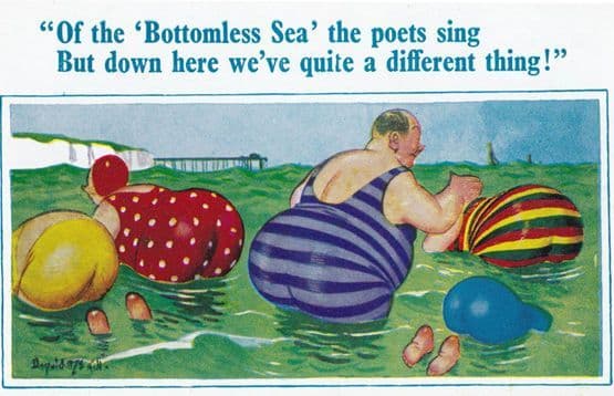 Huge Fat Bums Floating On Bottomless Sea Poetry Comic Humour Postcard ...