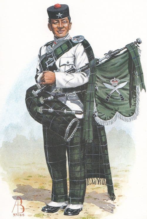 Pipe Major The Royal Gurkha Rifles Tropical Uniform Military Postcard ...