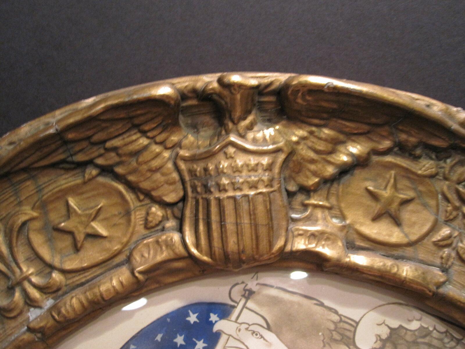 ANTIQUE WW1 AMERICAN FLAG STARS SHIELD EAGLE LIBERTY BELL PLANE SHIP ...
