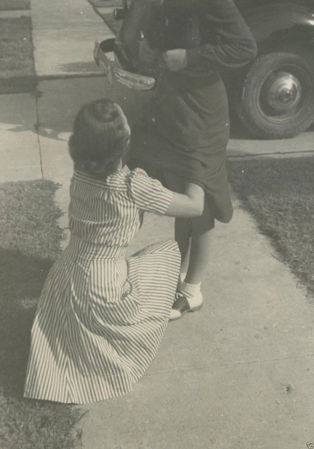 Vintage Funny Unusual Risque Ladies Upskirt Panty Adjustment Lesbian