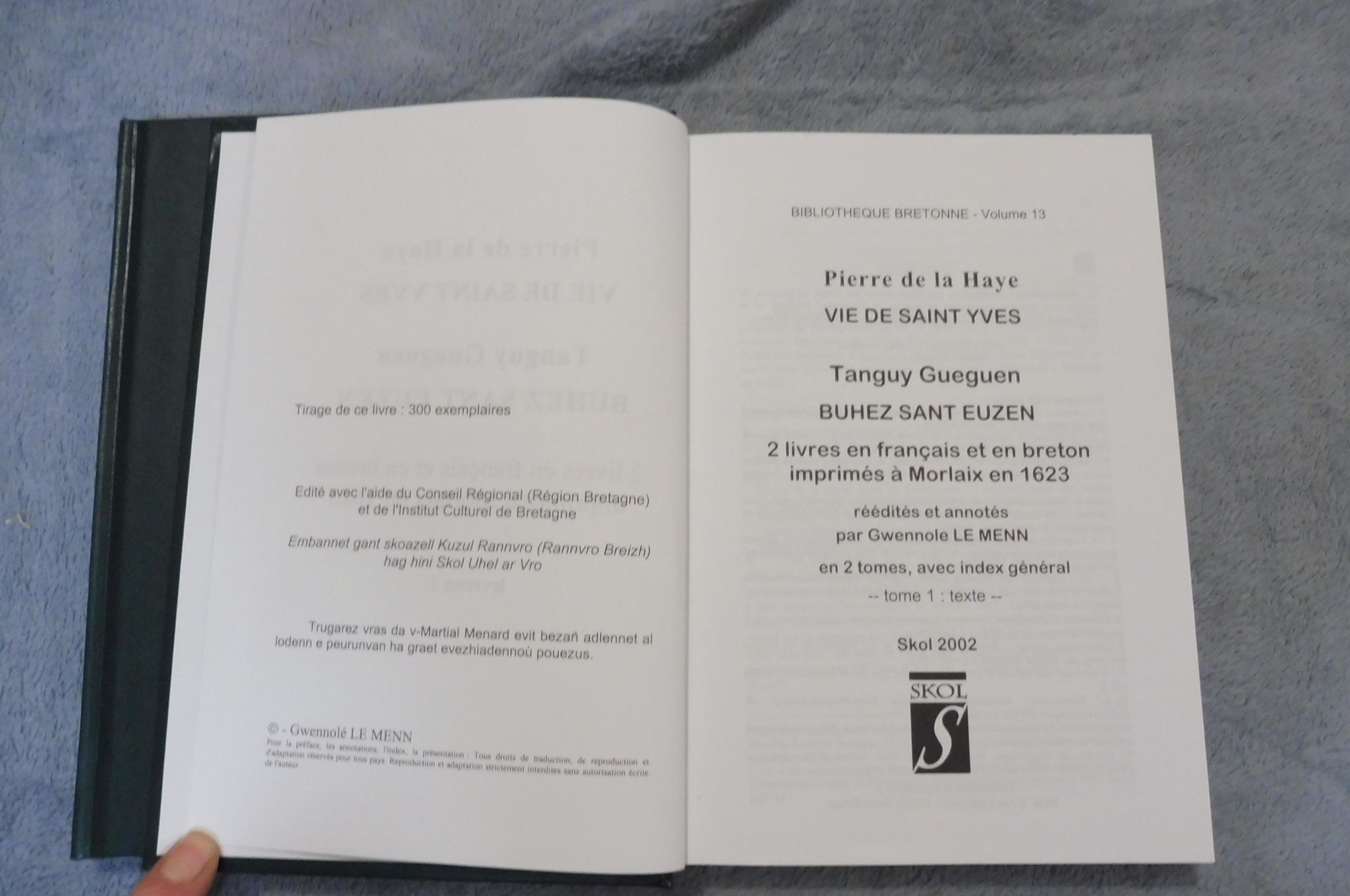 Pierre De La Haye VIE DE SAINT YVES Tanguy Gueguen BUHEZ SANT EUZEN 2 ...