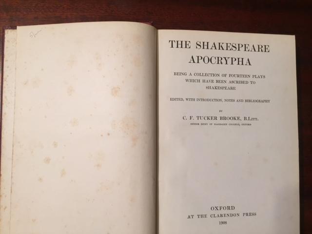The Shakespeare Apocrypha by CF Tucker Brooke: Very Good Hardcover ...