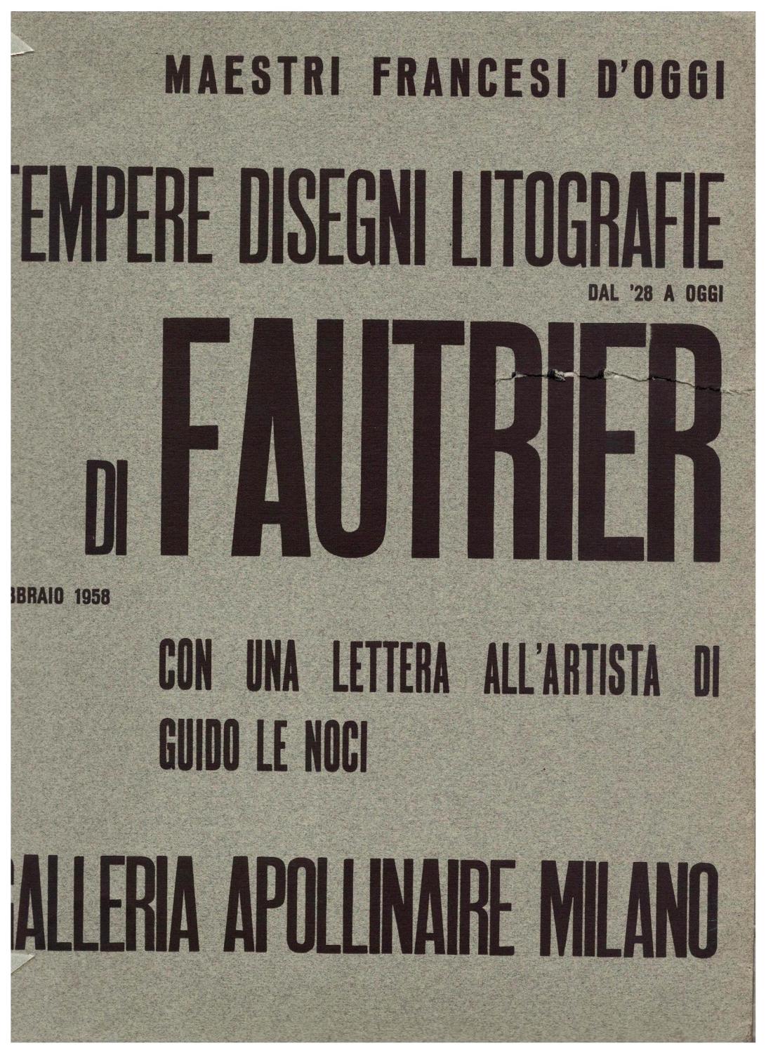 Catalogo della mostra di Jean Fautrier con opere dal 1928 ad oggi ...