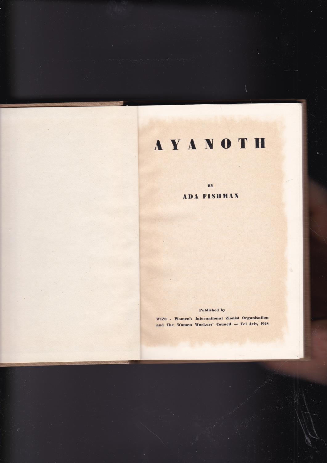 Ayanoth by Fishman, Ada (Ada Maimon) (July 22, 1893 Marculesti ...