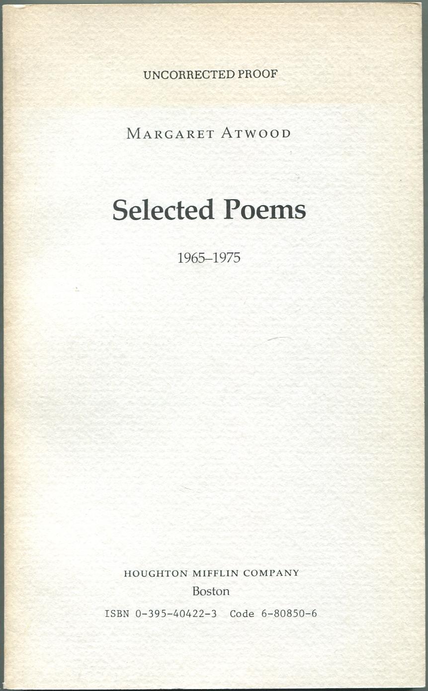Selected Poems 1965-1975 by ATWOOD, Margaret: Fine Softcover (1987 ...
