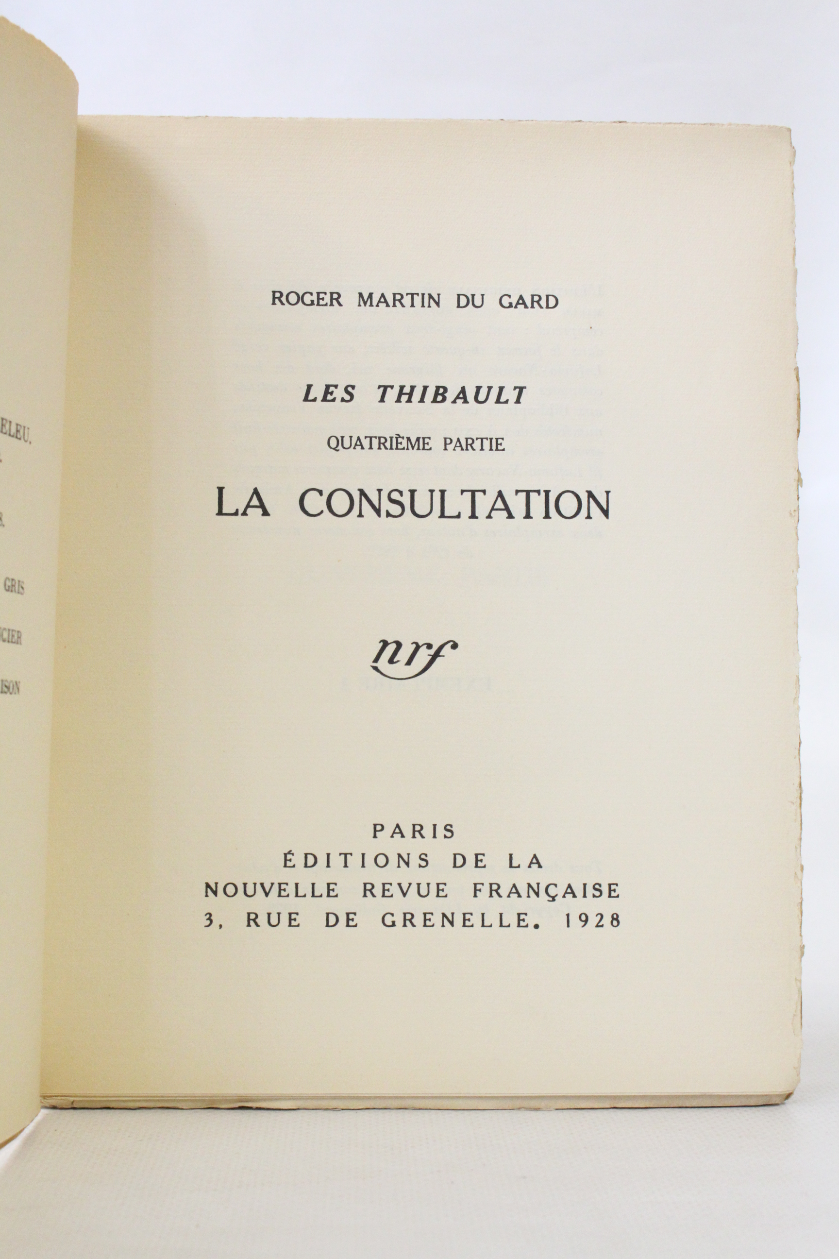Les Thibault - Quatrième partie. La consultation by Roger MARTIN DU ...