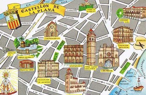 POSTAL PLANO MONUMENTAL Y OTROS DE CASTELLÓN DE LA PLANA. FRESMO, 1964 ...