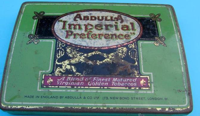 ABDULLA. IMPERIAL PREFERENCE. 50 CIGARETTES. LONDON. CAJA METALICA ...