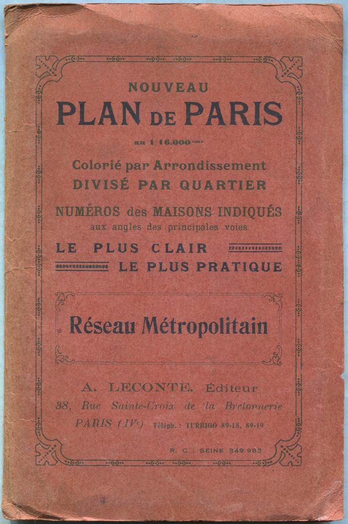 Nouveau Plan de Paris by LECONTE, A., edited by: Near Fine Softcover ...