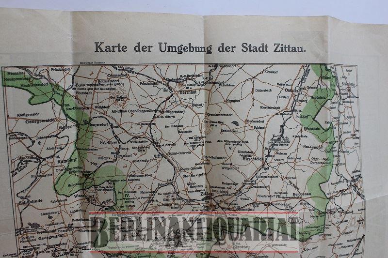 FARBIGER Plan von Zittau. Massstab 1 : 1000. Nach den Plänen des ...