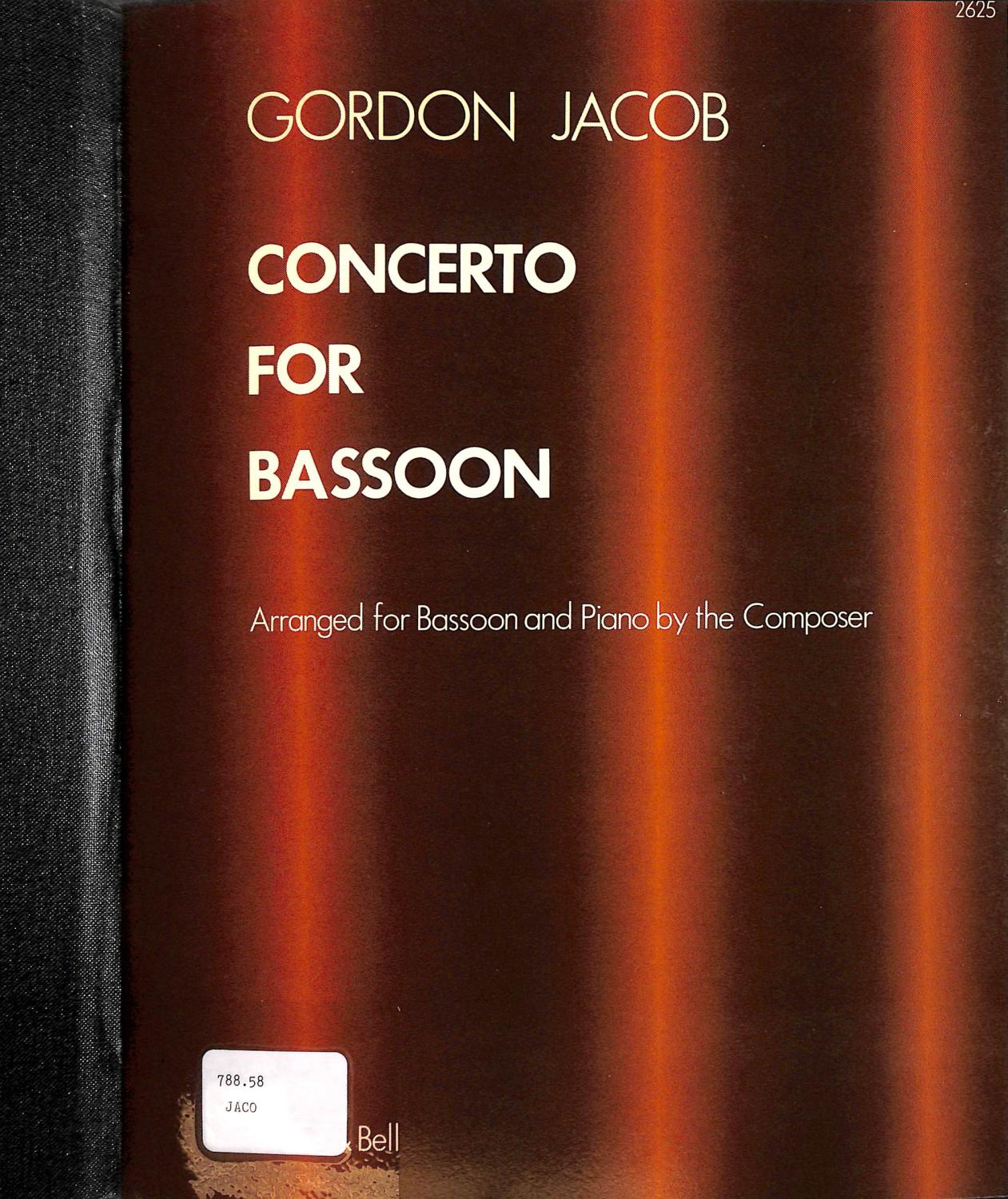 Concerto for Bassoon Arranged for Bassoon and Piano by The Composer by ...