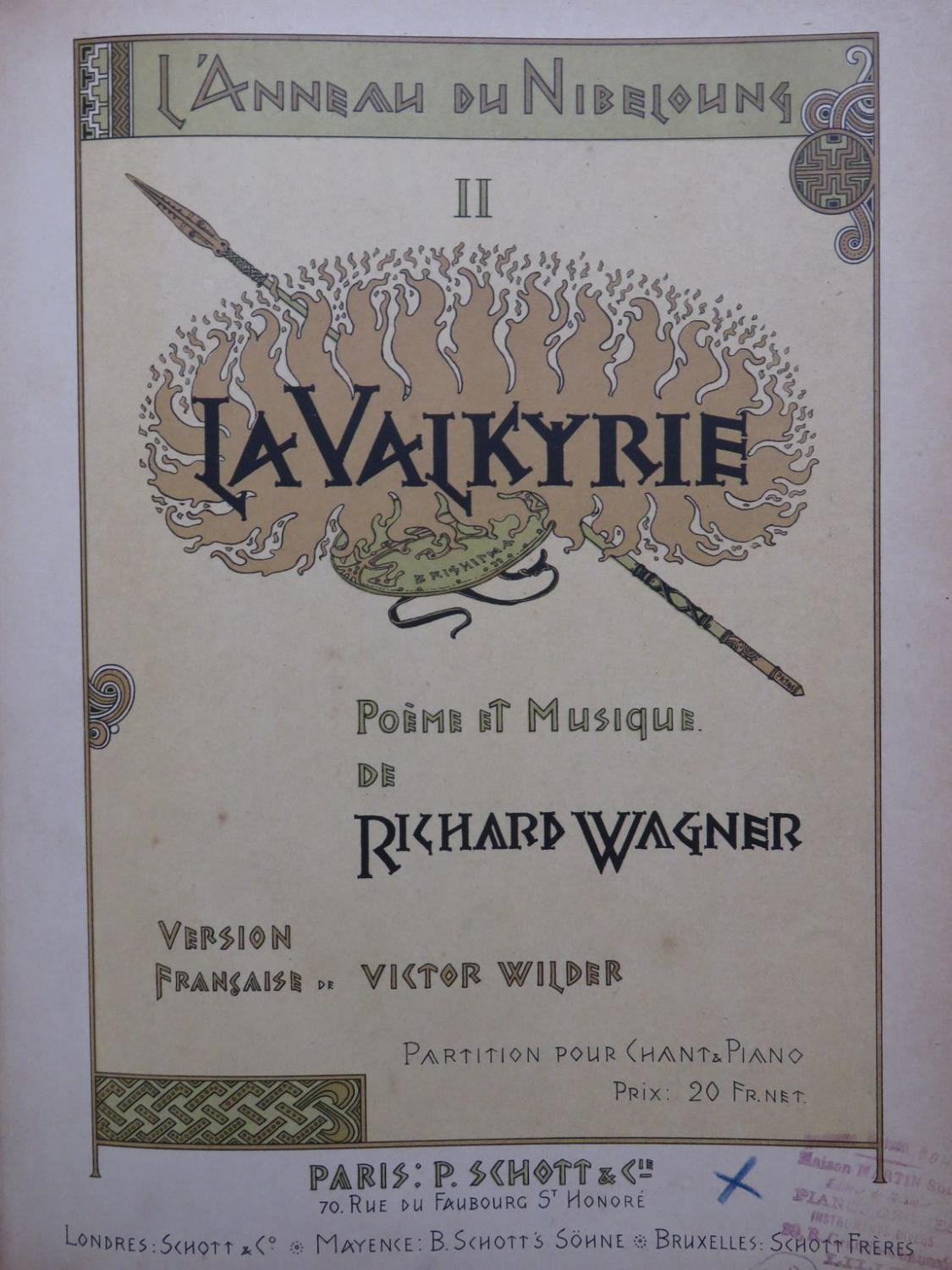 WAGNER Richard La Valkyrie Opéra Piano Chant 1893 de WAGNER Richard La ...