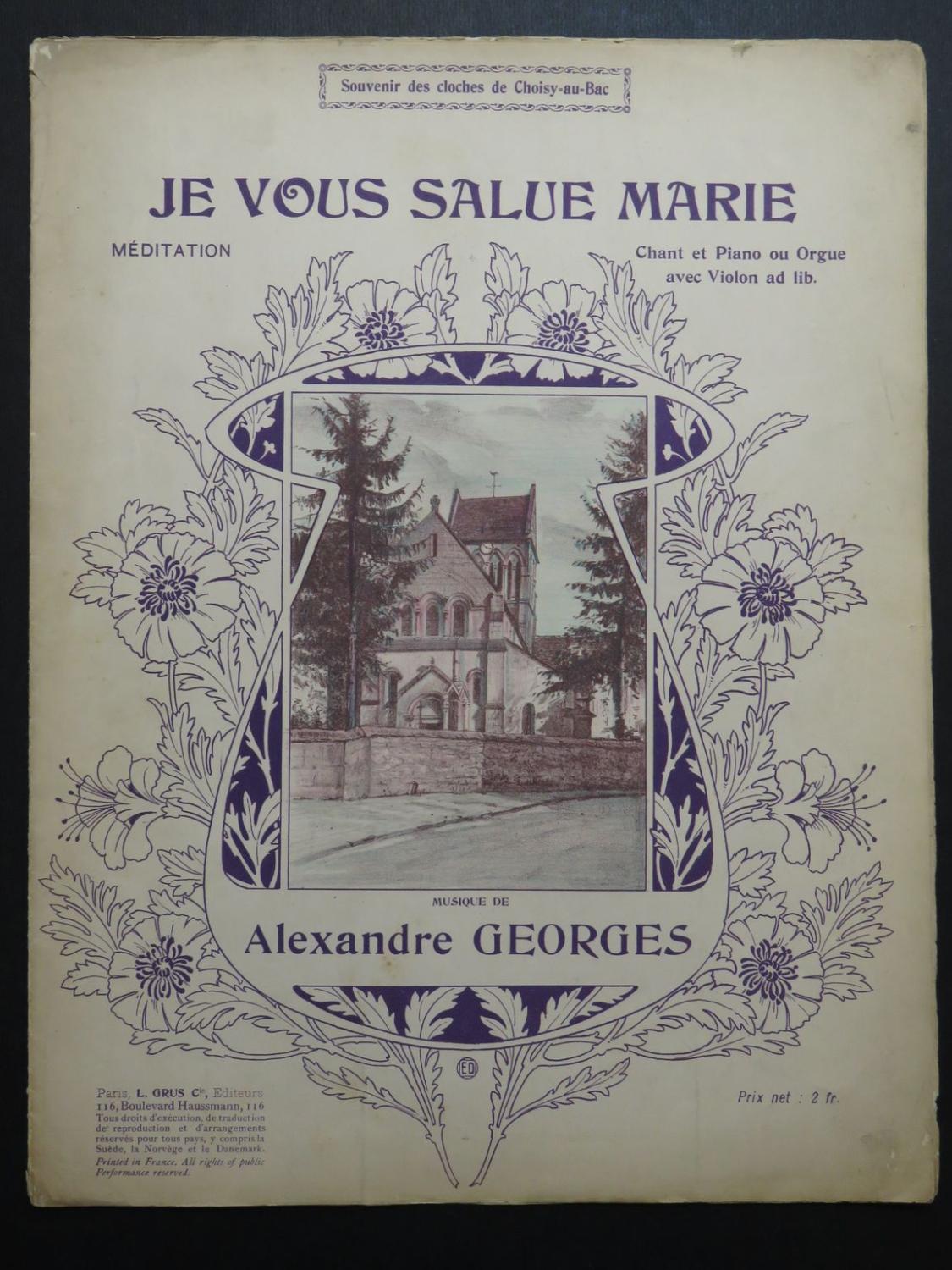 GEORGES Alexandre Je vous Salue Marie Chant Orgue ou Piano Violon ...
