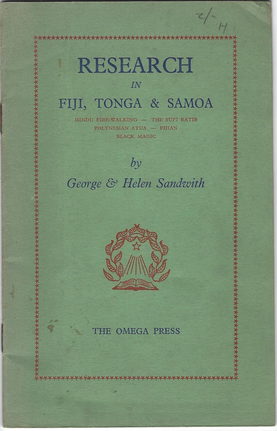 Research in Fiji, Tonga & Samoa by Sandwith, George & Helen: Good Plus ...